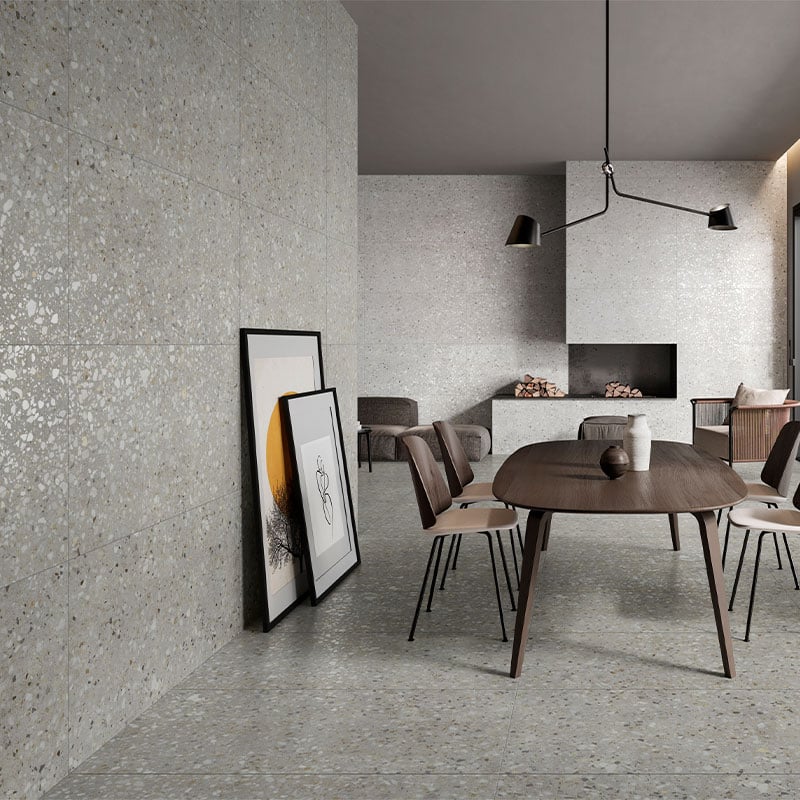 Riverstone White 30×60 – keramisk flise i terrazzolook